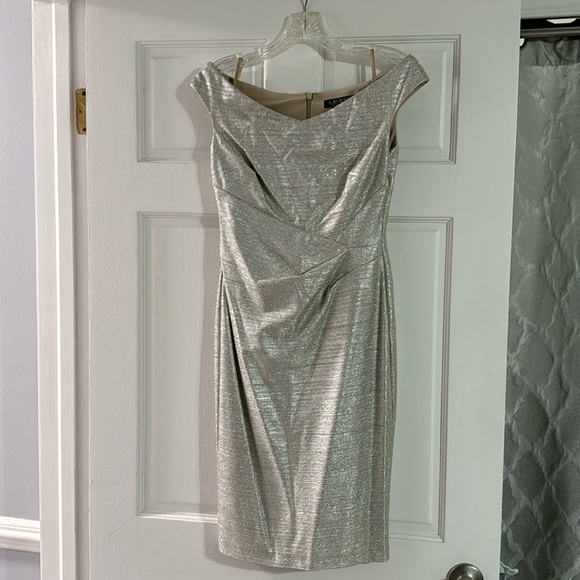 Ralph Lauren | Dresses | Ralph Lauren Champagne Wide Neck Dress | Poshmark
